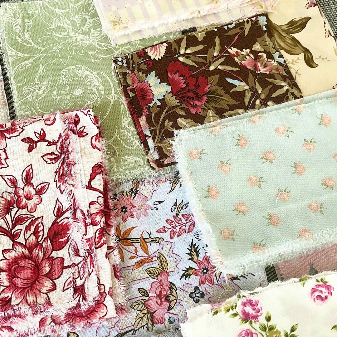 Assorted Vintage Floral Fabric Snippet Bundle, 15 Assorted Pieces Cut ...