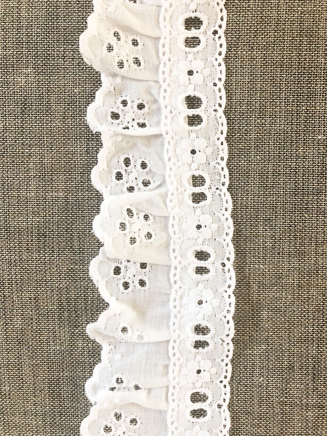 Vintage lace trim white cotton embroidered and eyelet trim | Etsy