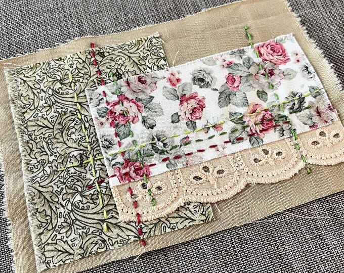 Fabric Patch, Hand Sewn Patch Embellishment With Vintage Fabric ...