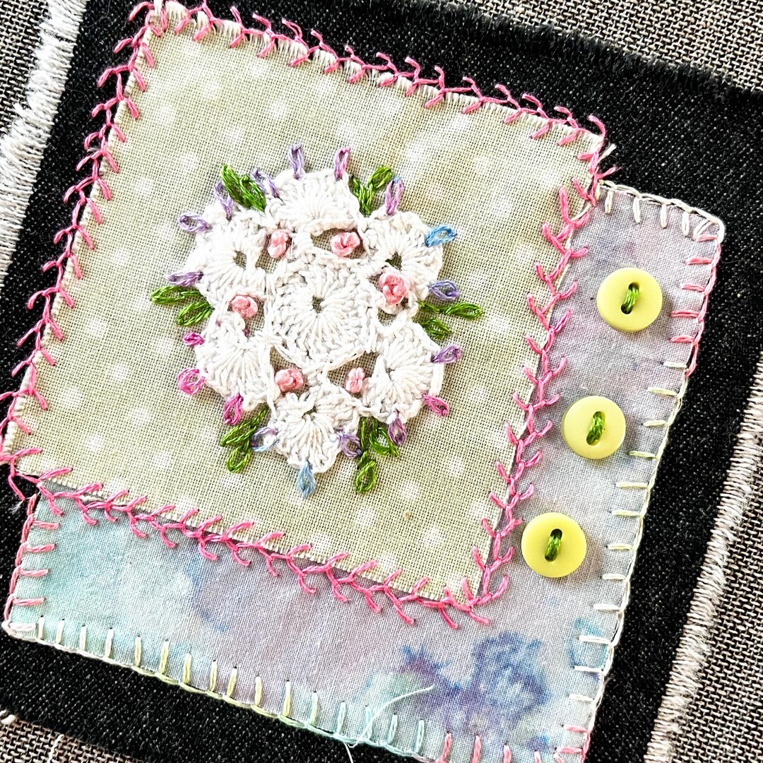 Fabric Patch, Hand Sewn Patch Embellishment With Vintage Fabric ...