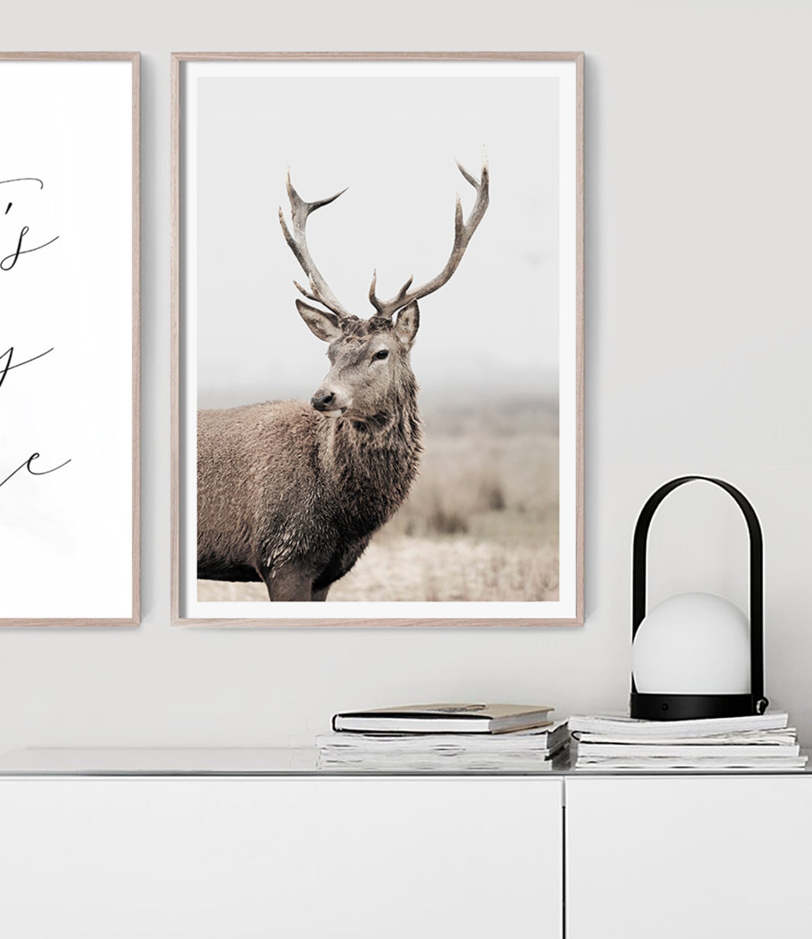 Red Deer Wall Art, Stag Print, Scandinavian Wall Art, Deer Print ...