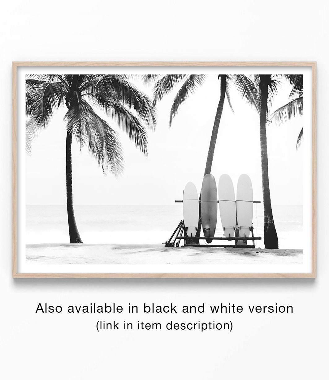 Surf Poster Print, Tropical Beach Wall Art, Coastal Artwork, Surfing ...
