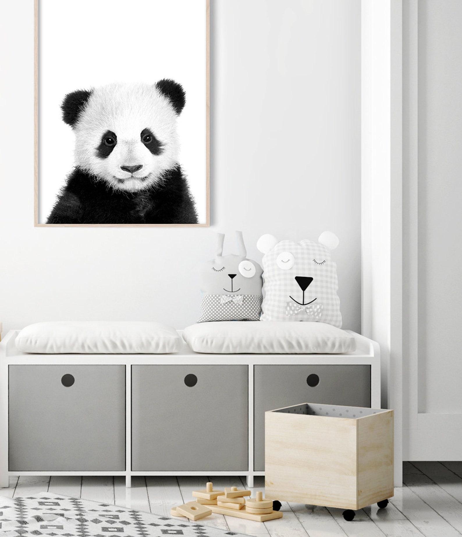 Baby Panda Wall Art Print | Kids Room Decor | Baby Boy Nursery Wall Art ...