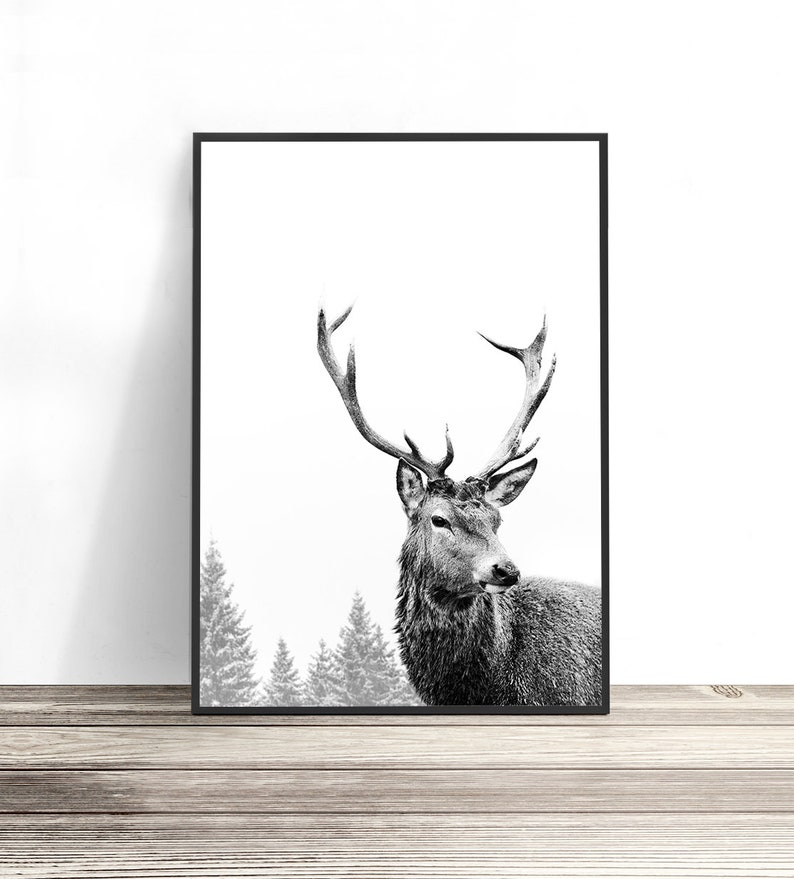 Deer Print Scandinavian Print Stag Print Modern | Etsy