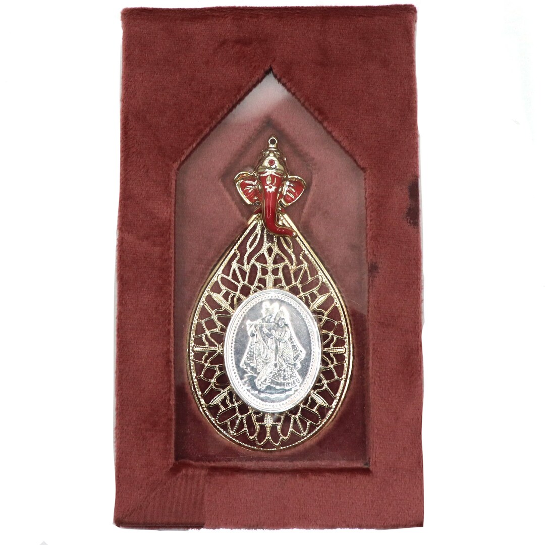 999 Silver Radhakrishna Ganesh Silver Plated Coin With Lal - Etsy