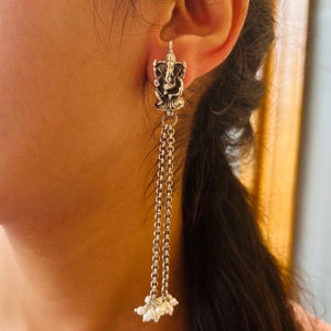 New God Ganesh Silver Earring, Beautiful Long Stud Earring, Prefect ...