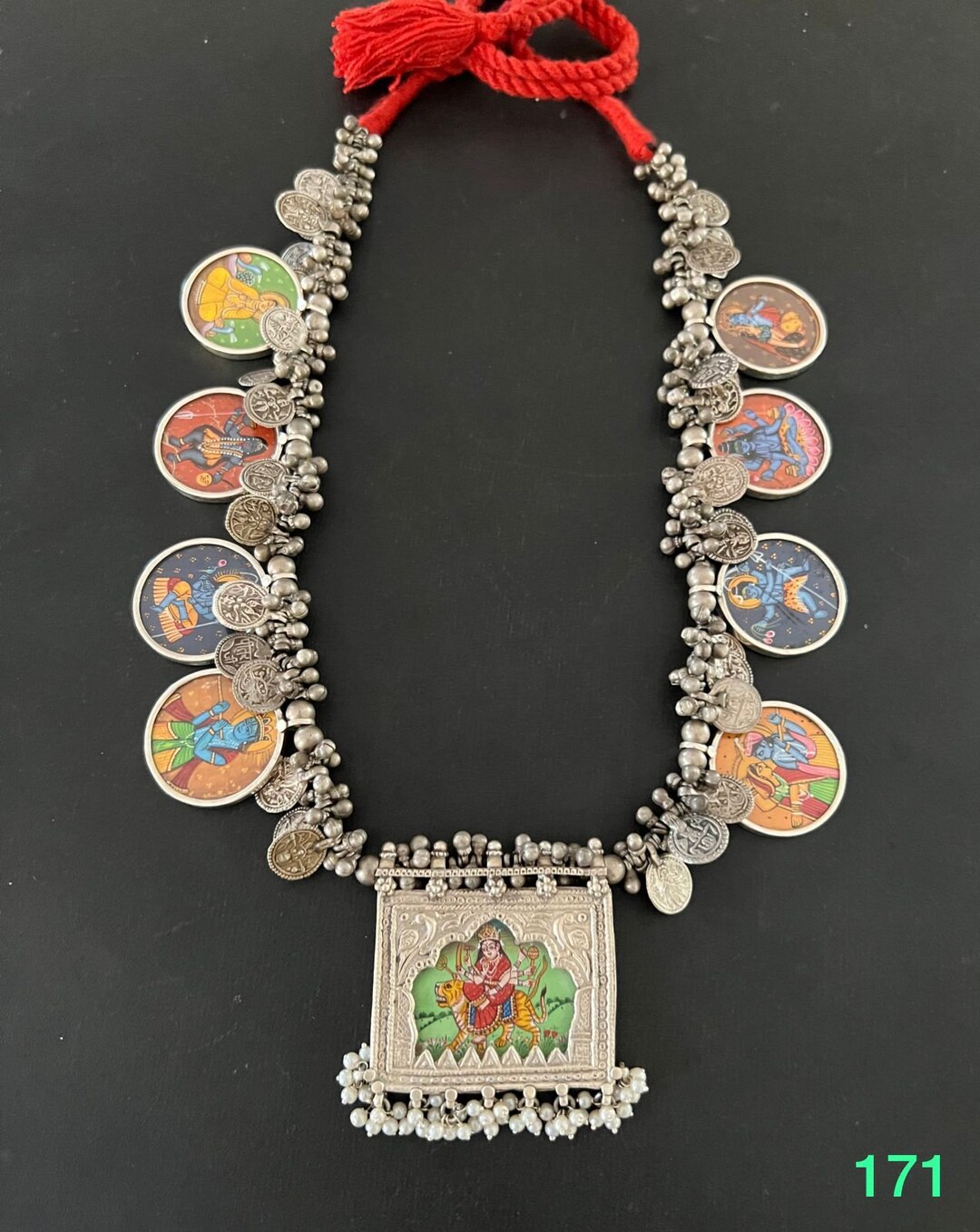 Hindu God Design 925 Sterling Silver Necklace Jewelry Antique - Etsy