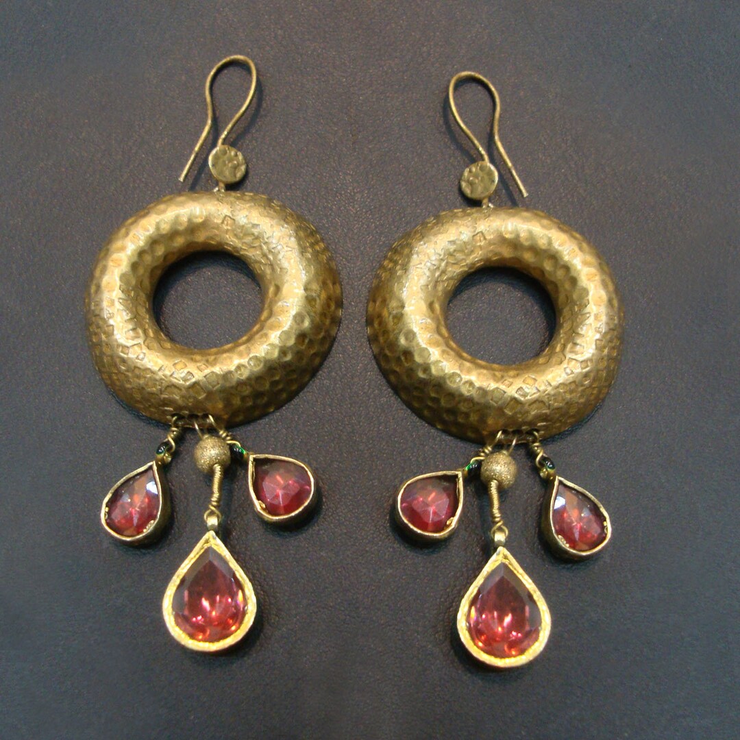 Antique Earrings // 18k Gold Plating Traditional Stud Earring // Women ...