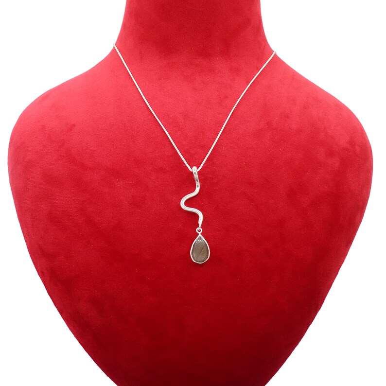 Snake Design 925 Silver Chain With Labradorite Pear Shape - Etsy