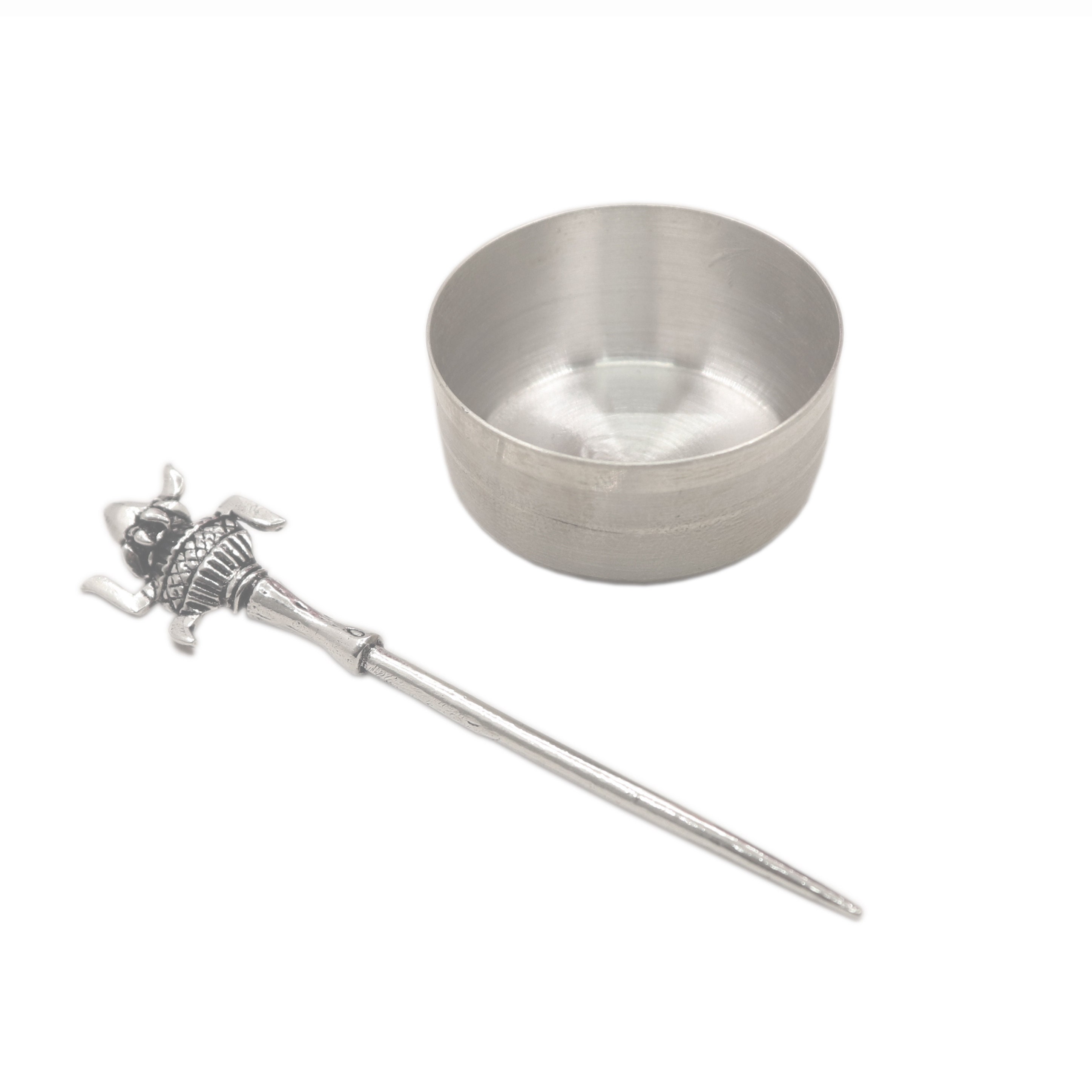 Pure Silver Bowl With Tilak Stick , Sterling Silver Tilak Set for Pooja ...