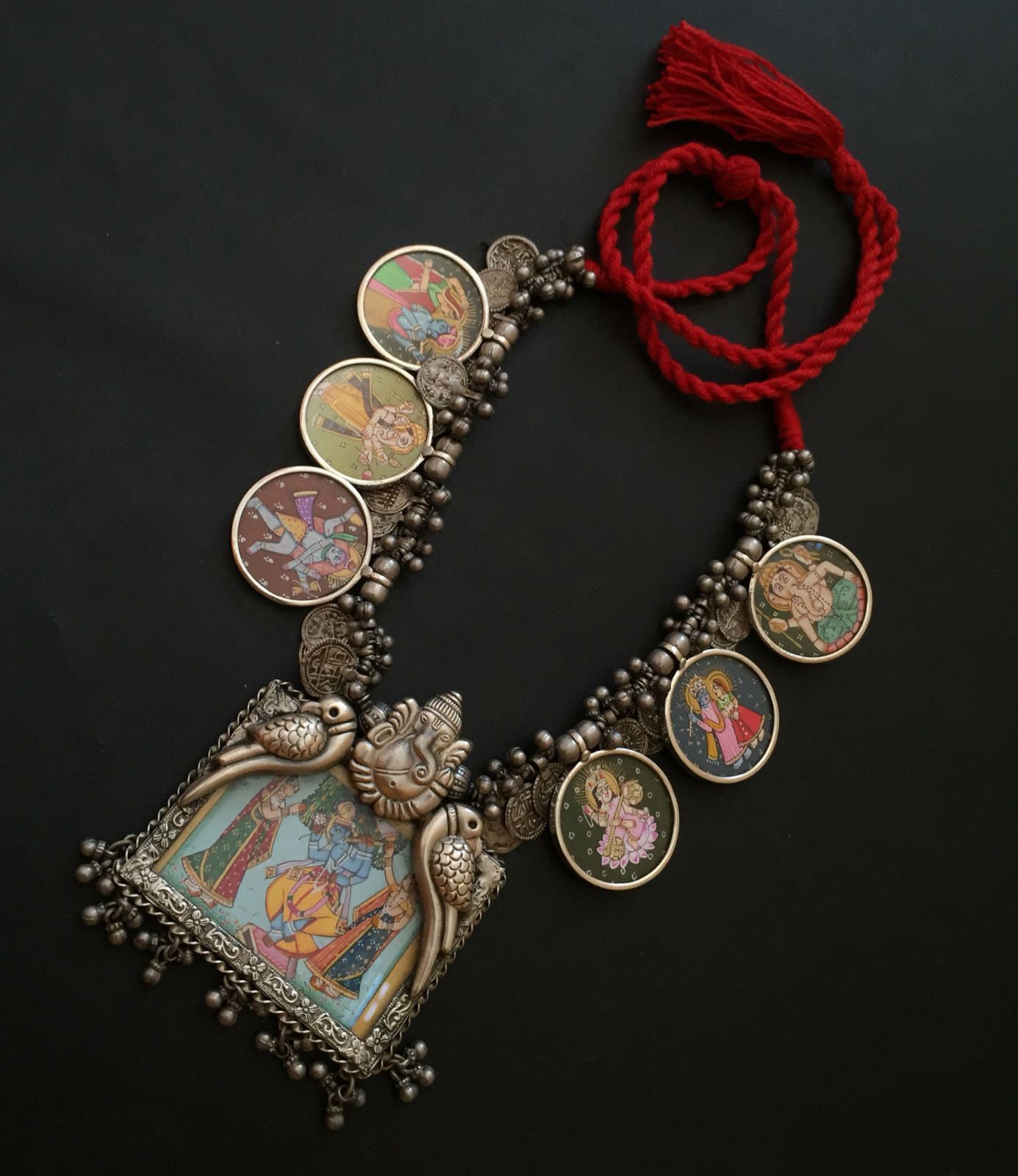 Hindu God Design 925 Sterling Silver Necklace Jewelry, Antique Vintage ...