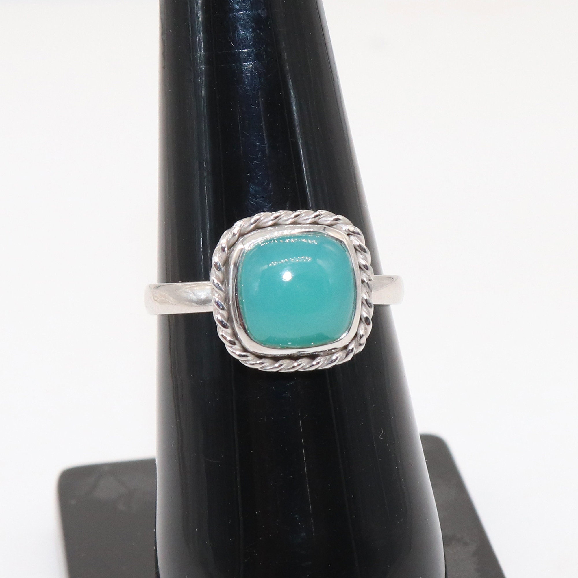 SALE! 925 Sterling Silver Natural Aqua Chalcedony Gemstone Beautiful ...