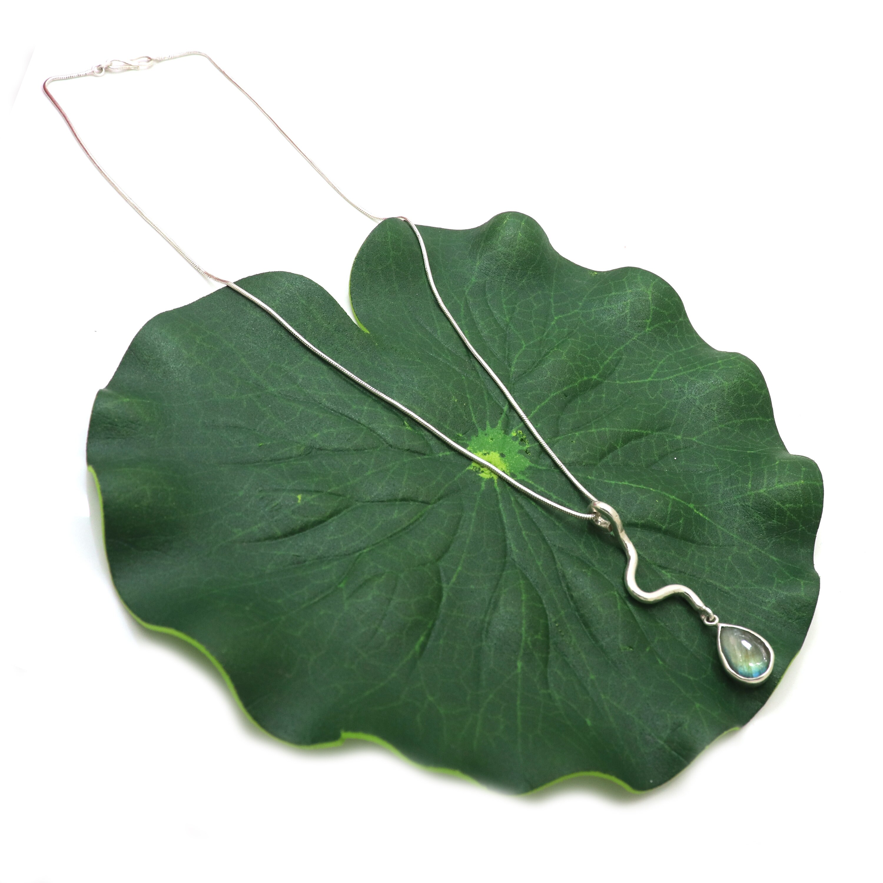 Snake Design 925 Silver Chain With Labradorite Pear Shape - Etsy