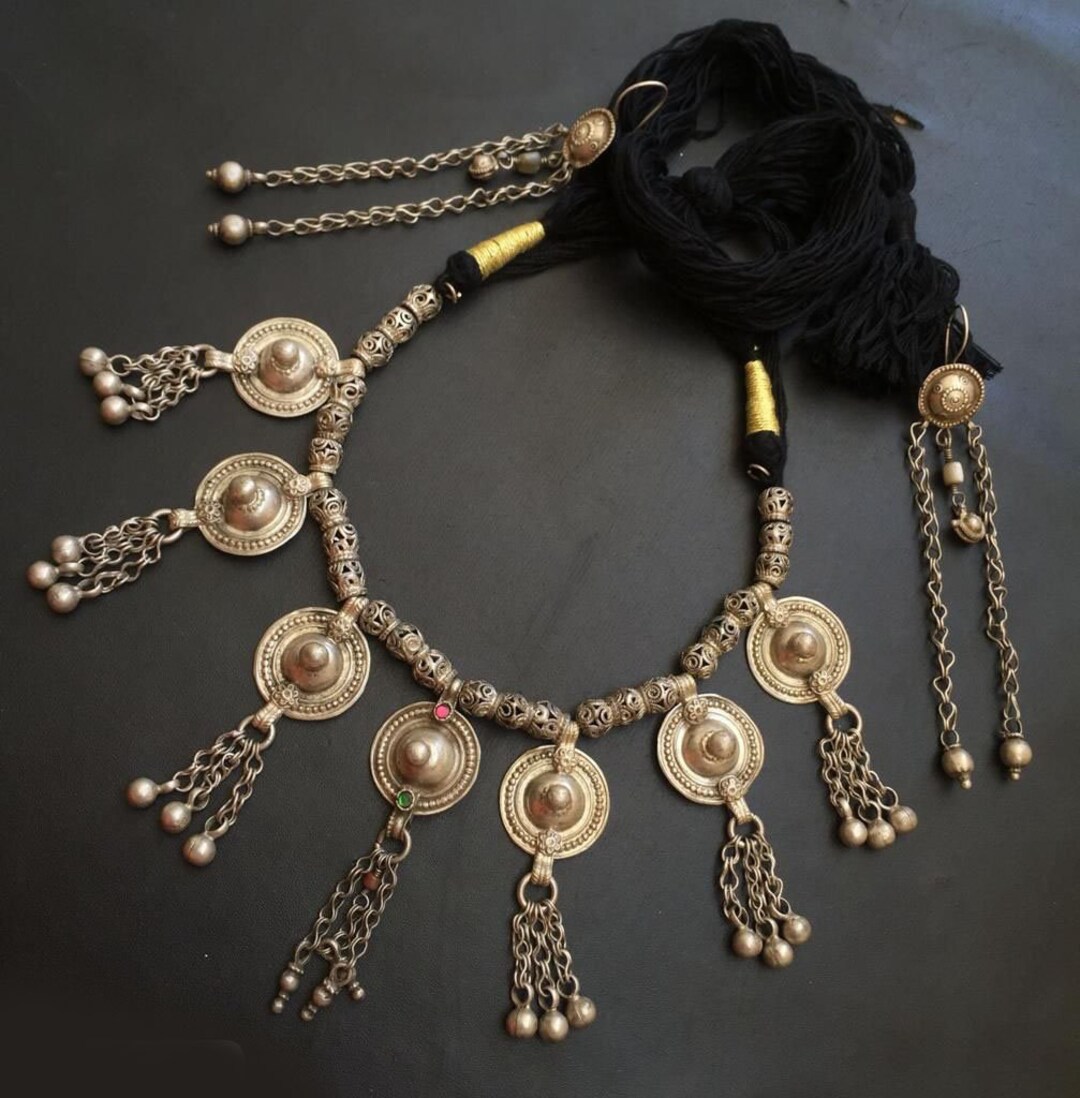 Heavy Traditional Antique Silver Necklace Jewelry, Handmade Work ...