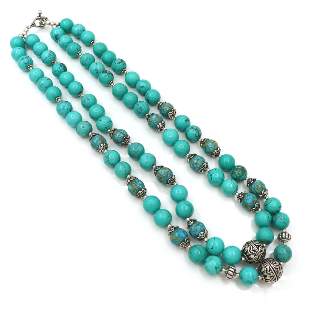 Beautiful Blue Turquoise Beaded String Necklace Blue - Etsy