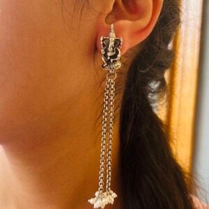 New God Ganesh Silver Earring, Beautiful Long Stud Earring, Prefect ...