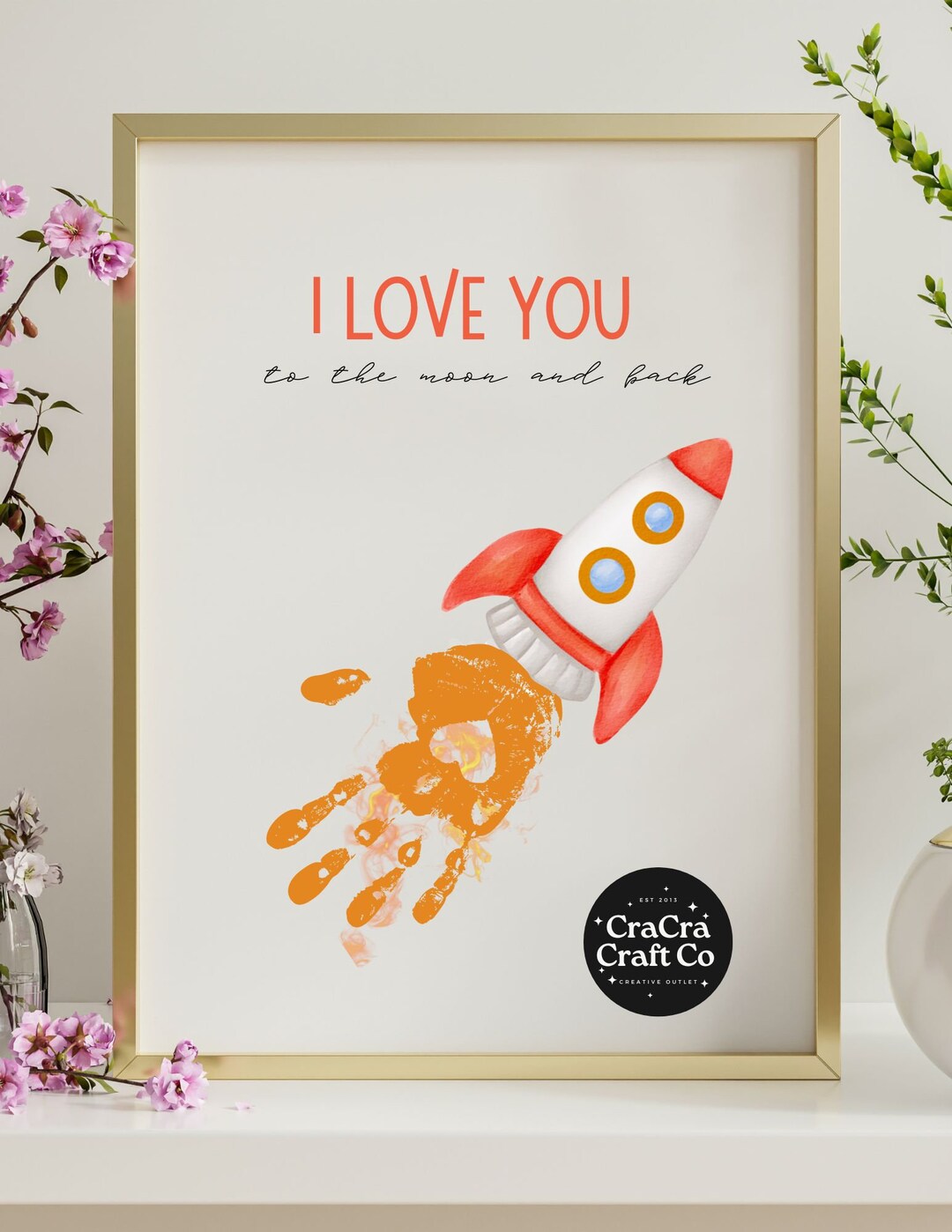 Love You to the Moon Handprint Art Hand Print Craft for Kids Toddler ...
