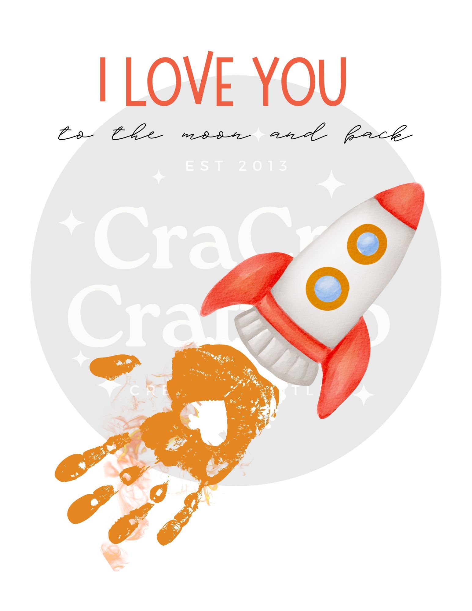 Love You to the Moon Handprint Art Hand Print Craft for Kids Toddler ...