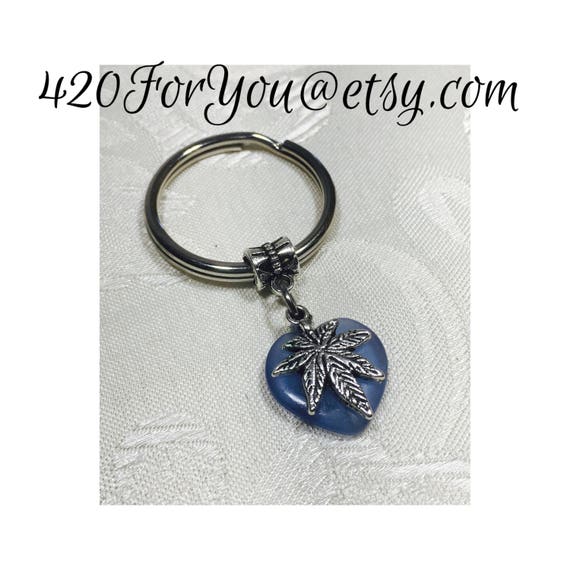 Pot Leaf Keychain Marijuana Keychain Dangling Keychain Blue | Etsy
