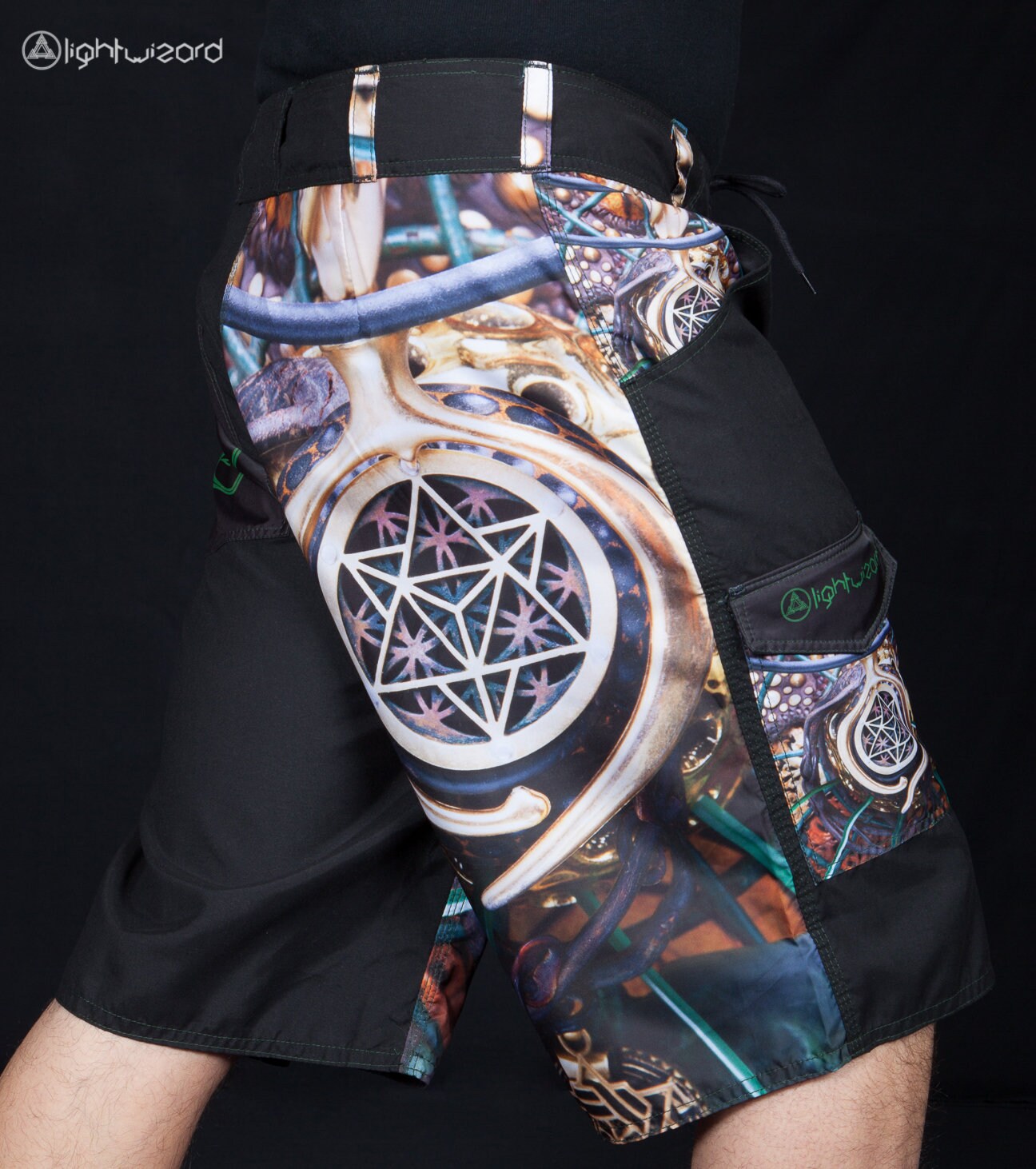 LIGHT WIZARD Surf Shorts Yoga Gym Festival Rave Dance Pants Swim Trunks ...