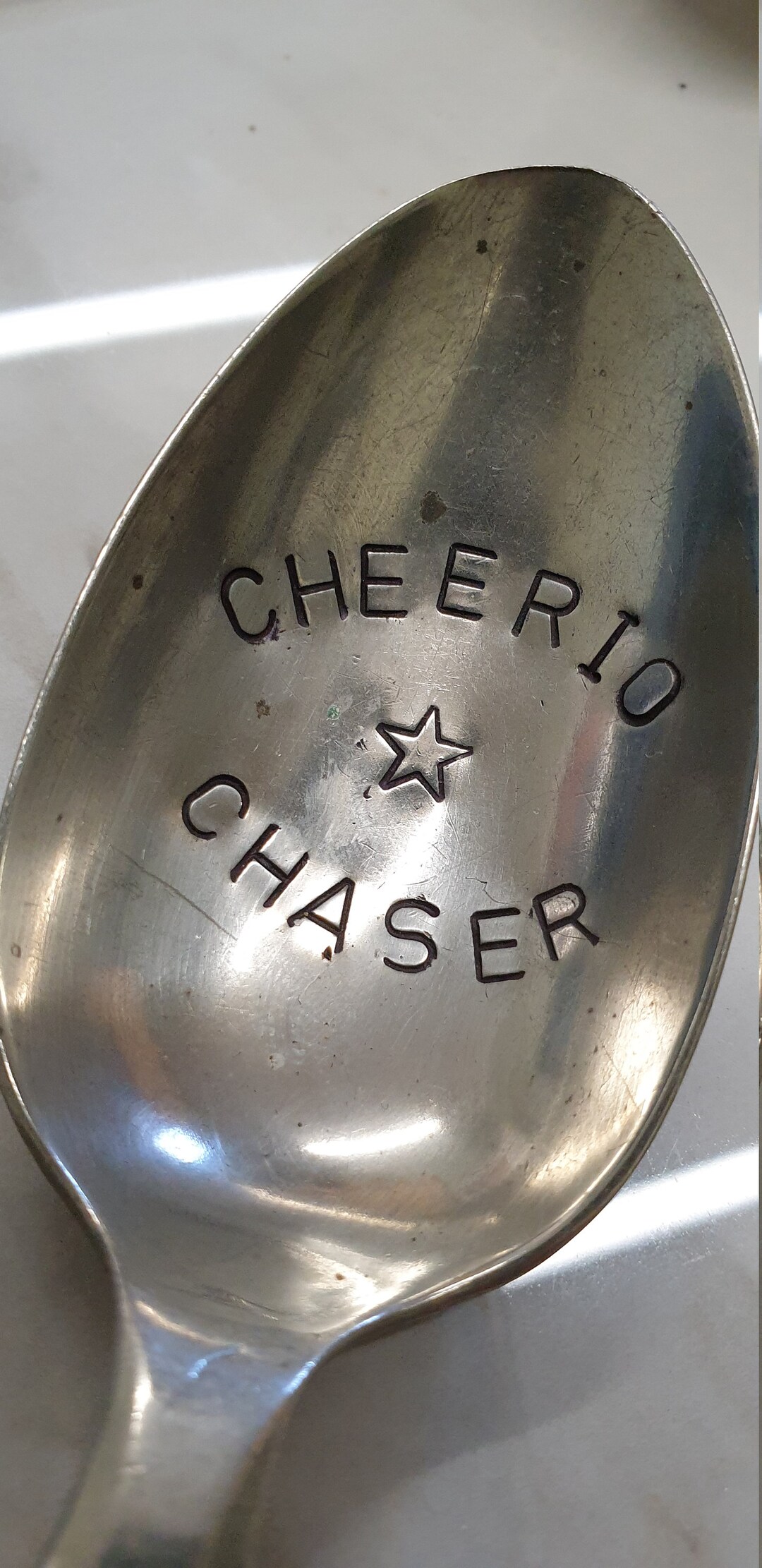 Hand Stamped Cereal Spoon Cheerio Chaser - Etsy