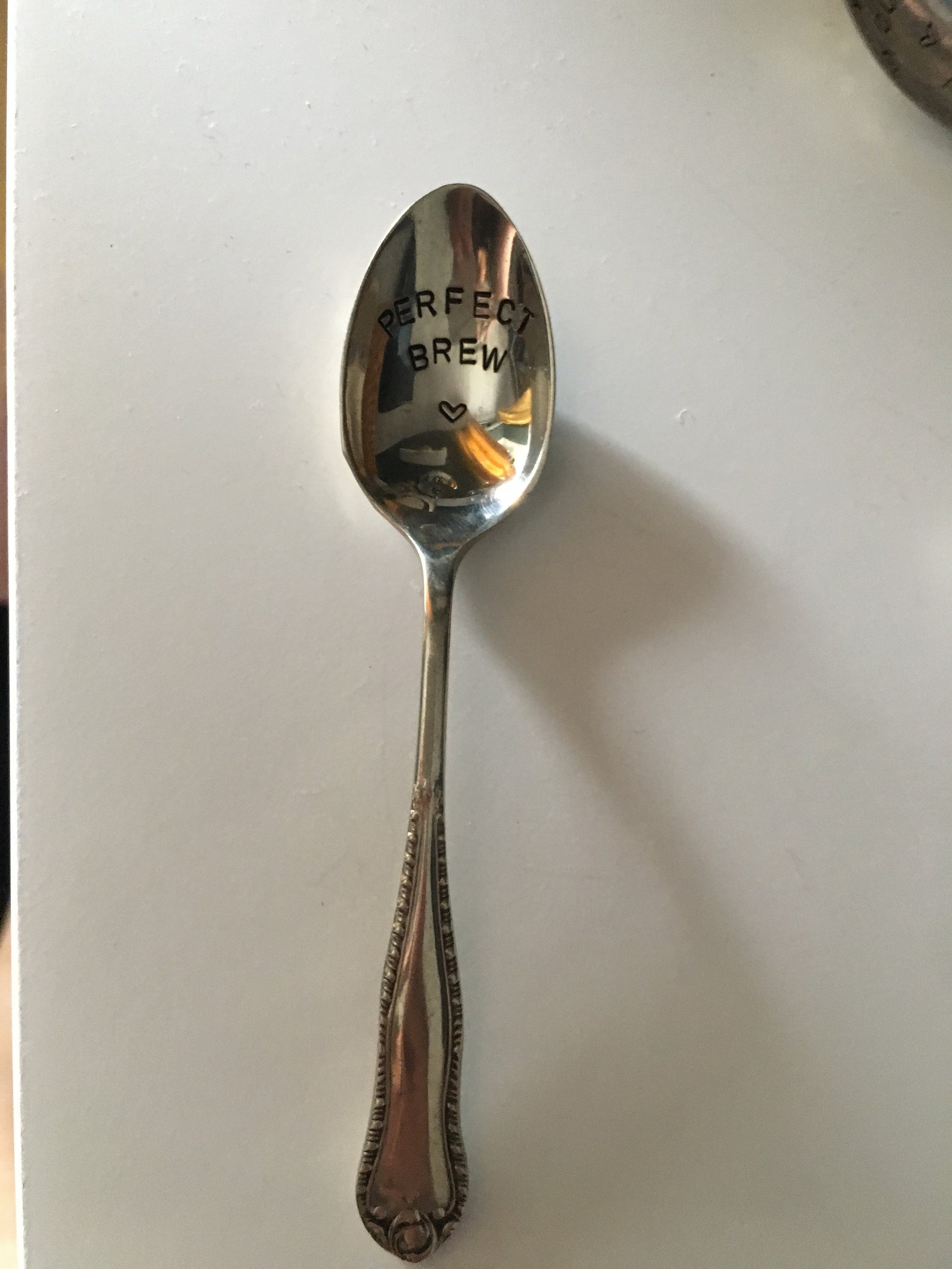 Hand stamped antique tea spoon perfect brew | Etsy