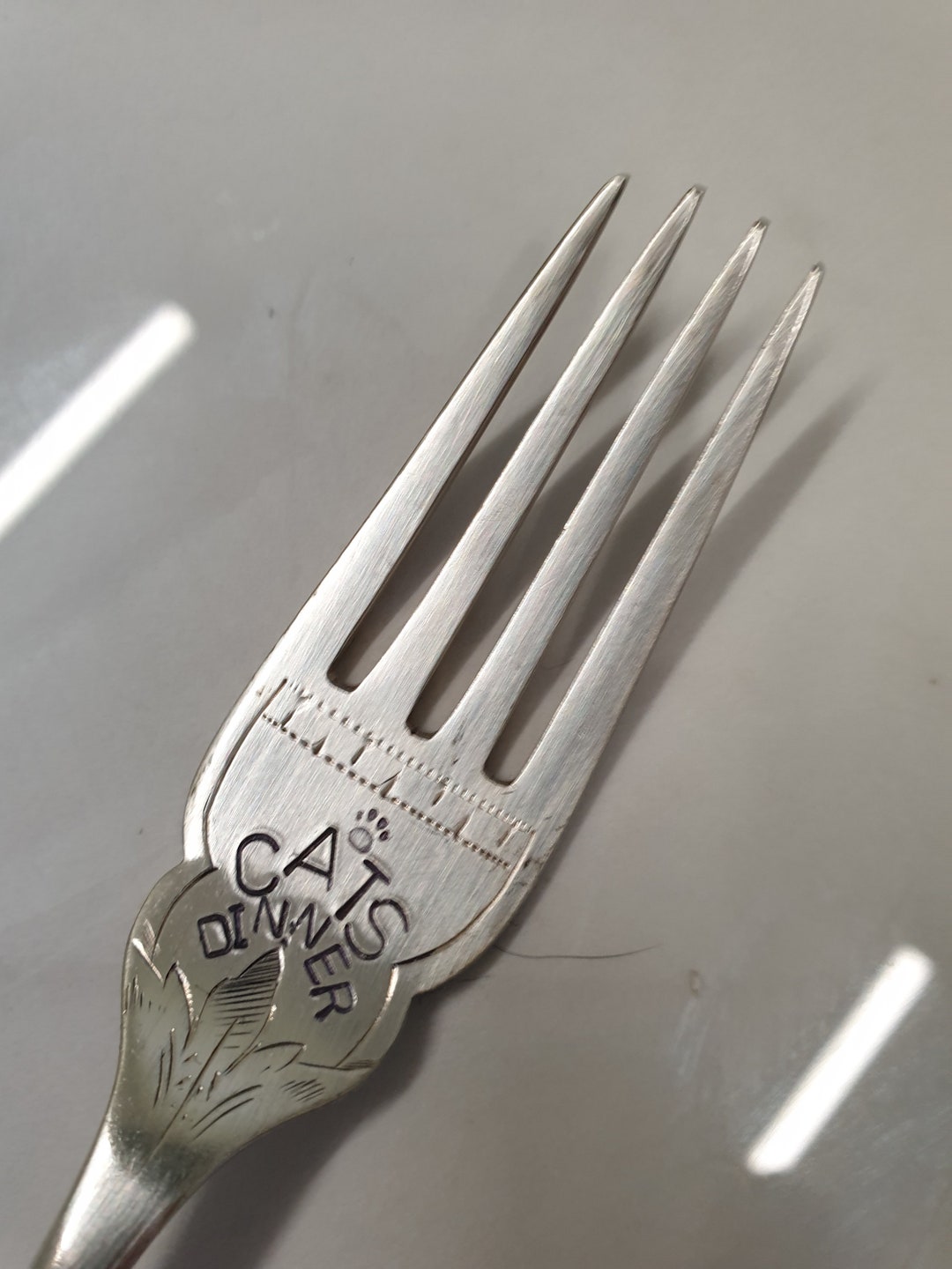 Hand Stamped Silver Plate the Cats Dinner Fork - Etsy