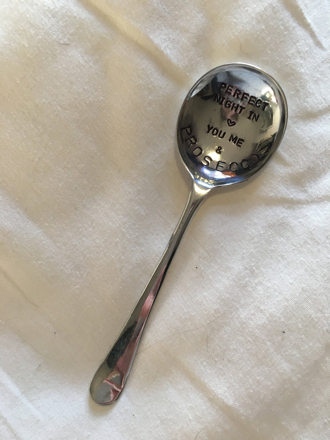 Hand Stamped Spoon Perfect Night in You Me and Prosecco - Etsy