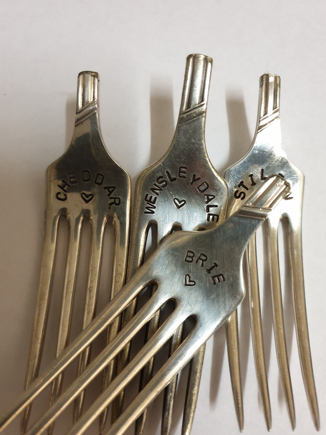 Hand Stamped Cutlery Cheese Serving Forks - Etsy