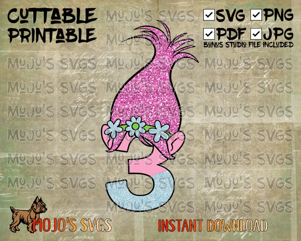 Poppy From Trolls 3rd Birthday SVG Poppy 3rd Birthday Girl | Etsy