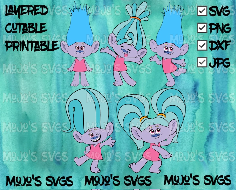 Trolls Poppy SVG Cuttable Layered Design File for Cricut or - Etsy