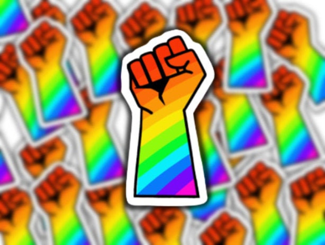Pride Vinyl Sticker Pride Fist Rainbow Pride Fist Political - Etsy