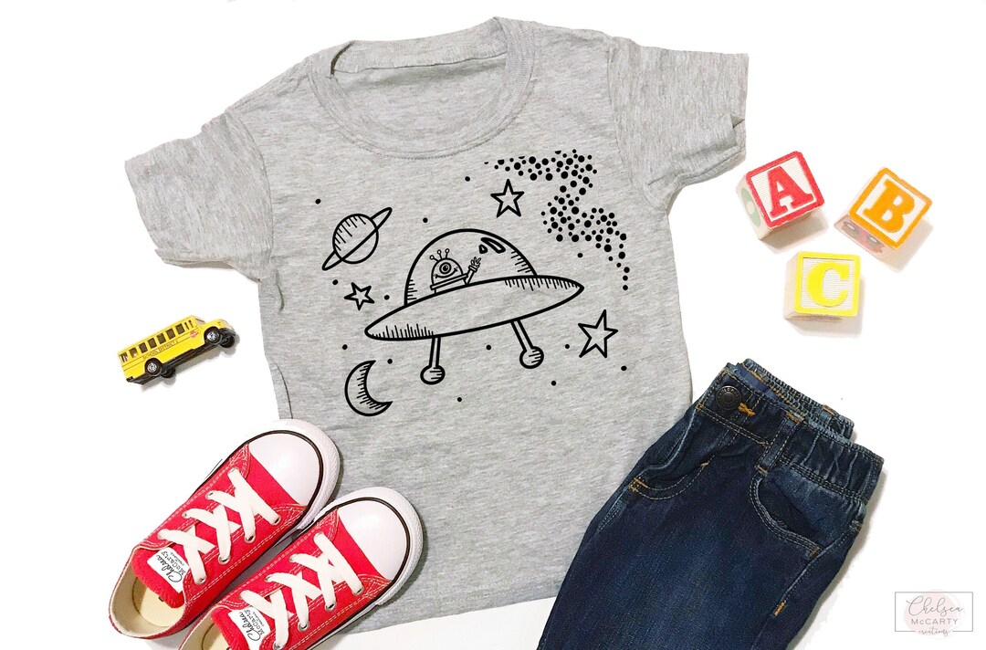 Toddler Boy Clothes, Toddler Boy Shirt, Outer Space, Alien Spaceship ...