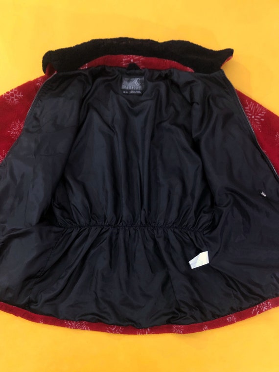 VTG 90s Snowflake Print Fleece Jacket Collared Drawst… - Gem