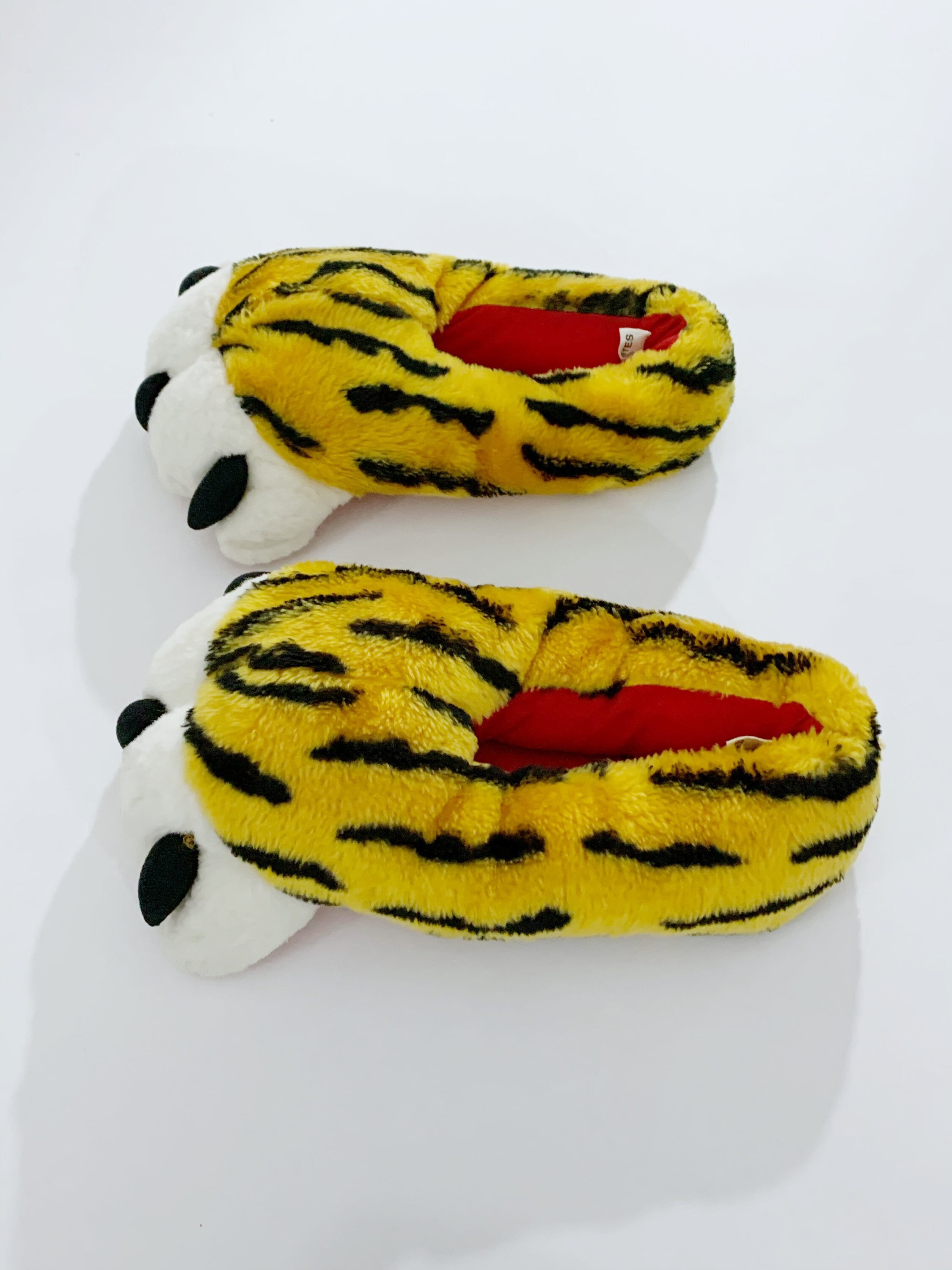 VTG 80s Tiger Paw Slippers Red Velvet Bottoms Soft Furry Cat | Etsy