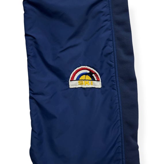 VTG 70s Rainbow Ski Patch Navy Ski Pants Snowsuit Zip… - Gem