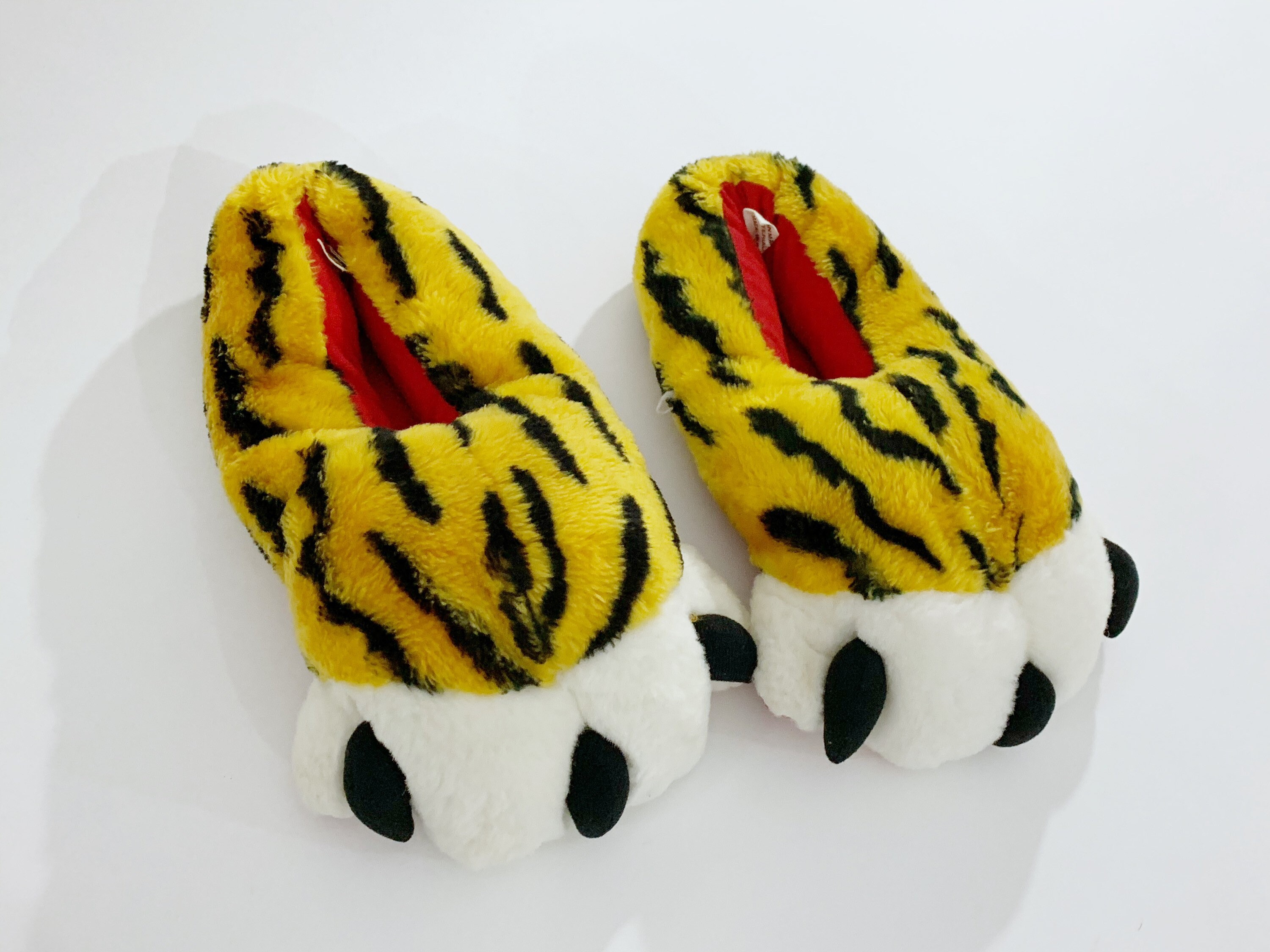 VTG 80s Tiger Paw Slippers Red Velvet Bottoms Soft Furry Cat | Etsy