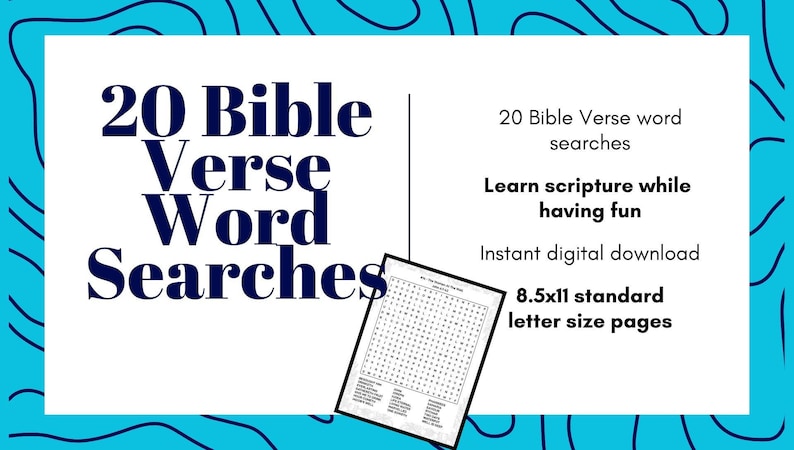 Bible Verse Word Search | 20 Printable Scripture Puzzles (digital ...