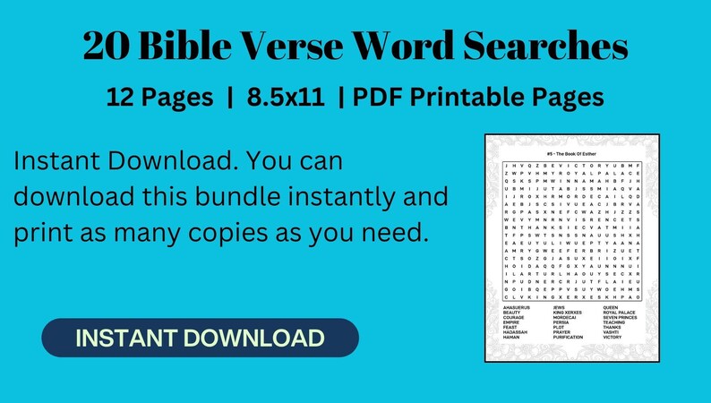 Bible Verse Word Search | 20 Printable Scripture Puzzles (digital ...