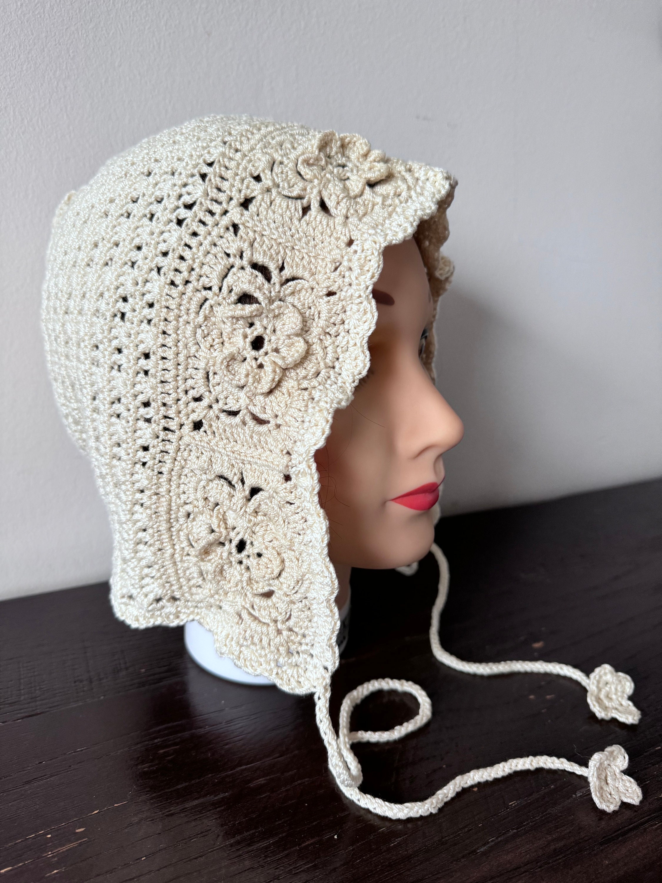 Adult Crochet Cotton Bonnet - Etsy