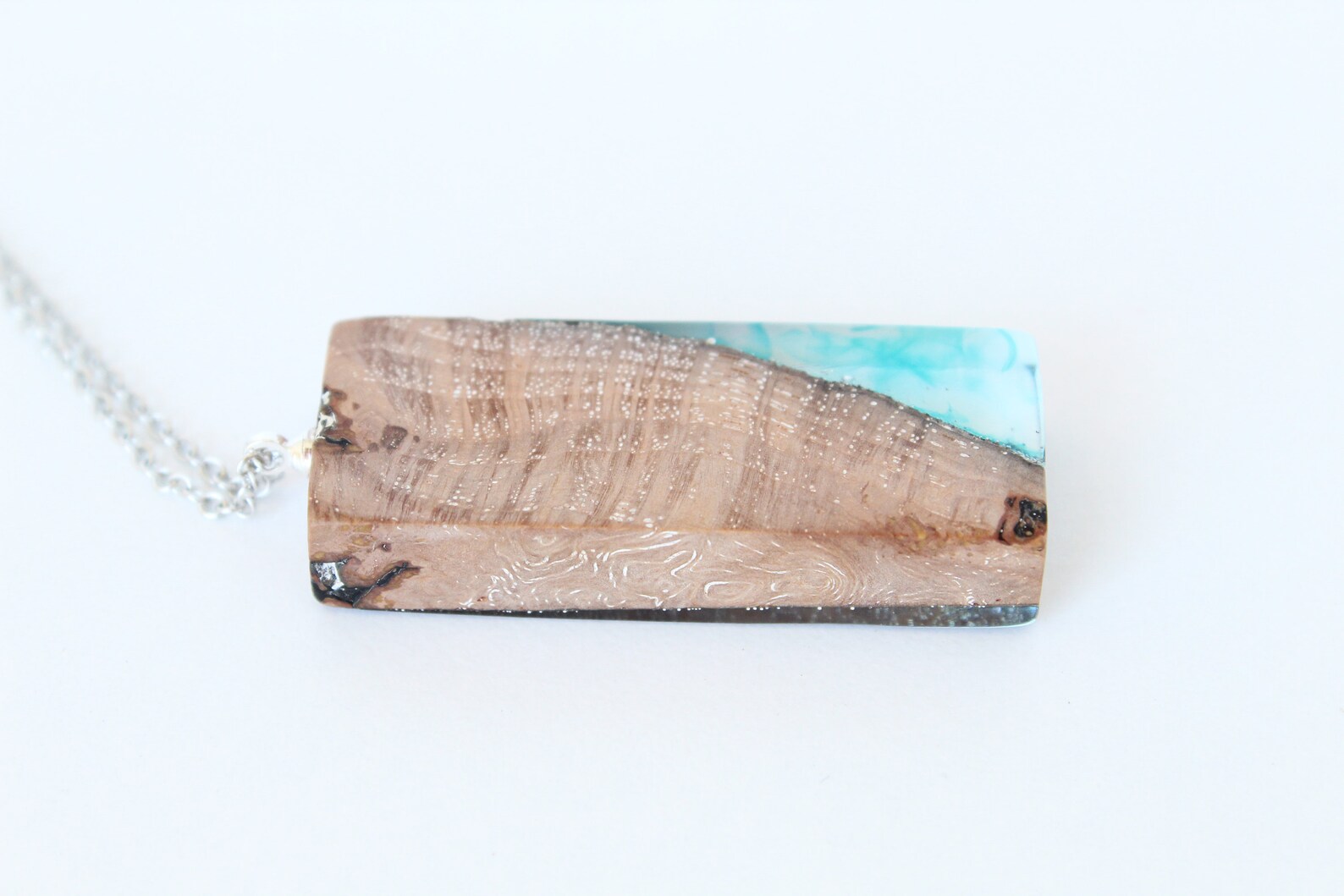 Rectangle Wood & Resin Pendant Resin Wood Necklace Resin - Etsy UK