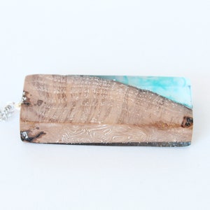 Rectangle Wood & Resin Pendant, Resin Wood Necklace, Resin Wood ...