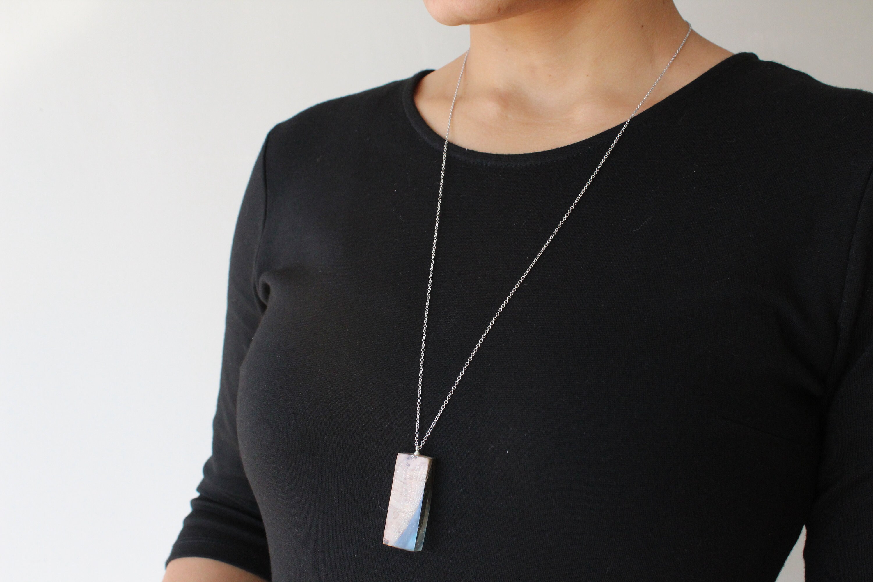 Rectangle Wood & Resin Pendant Resin Wood Necklace Resin - Etsy UK