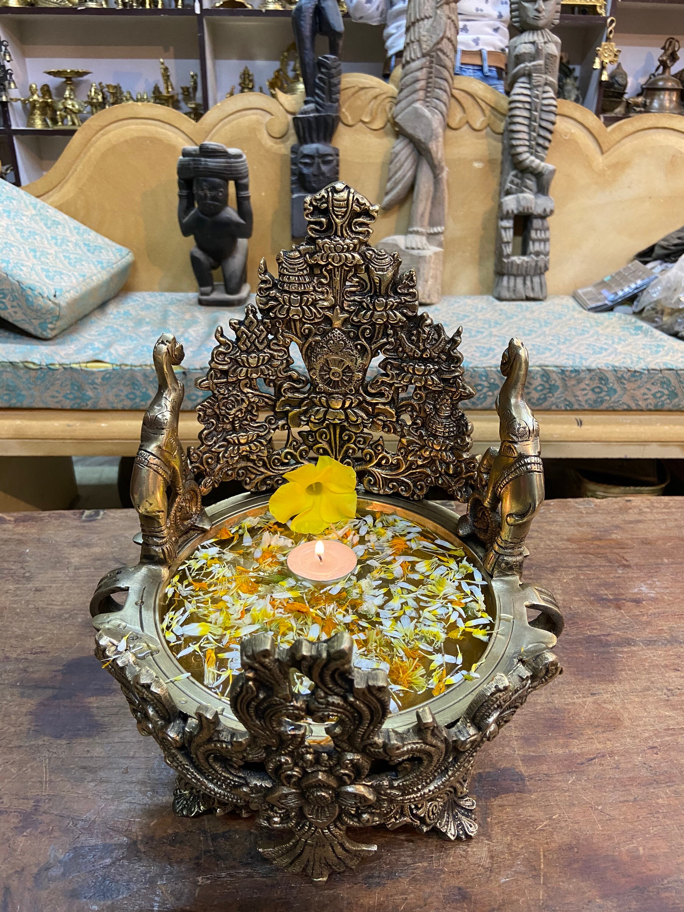 Urli brass urli urli decor flower urli home decor urli lamp | Etsy