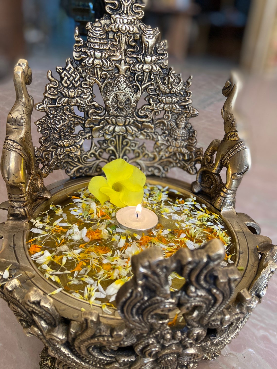 Urli brass urli urli decor flower urli home decor urli lamp | Etsy