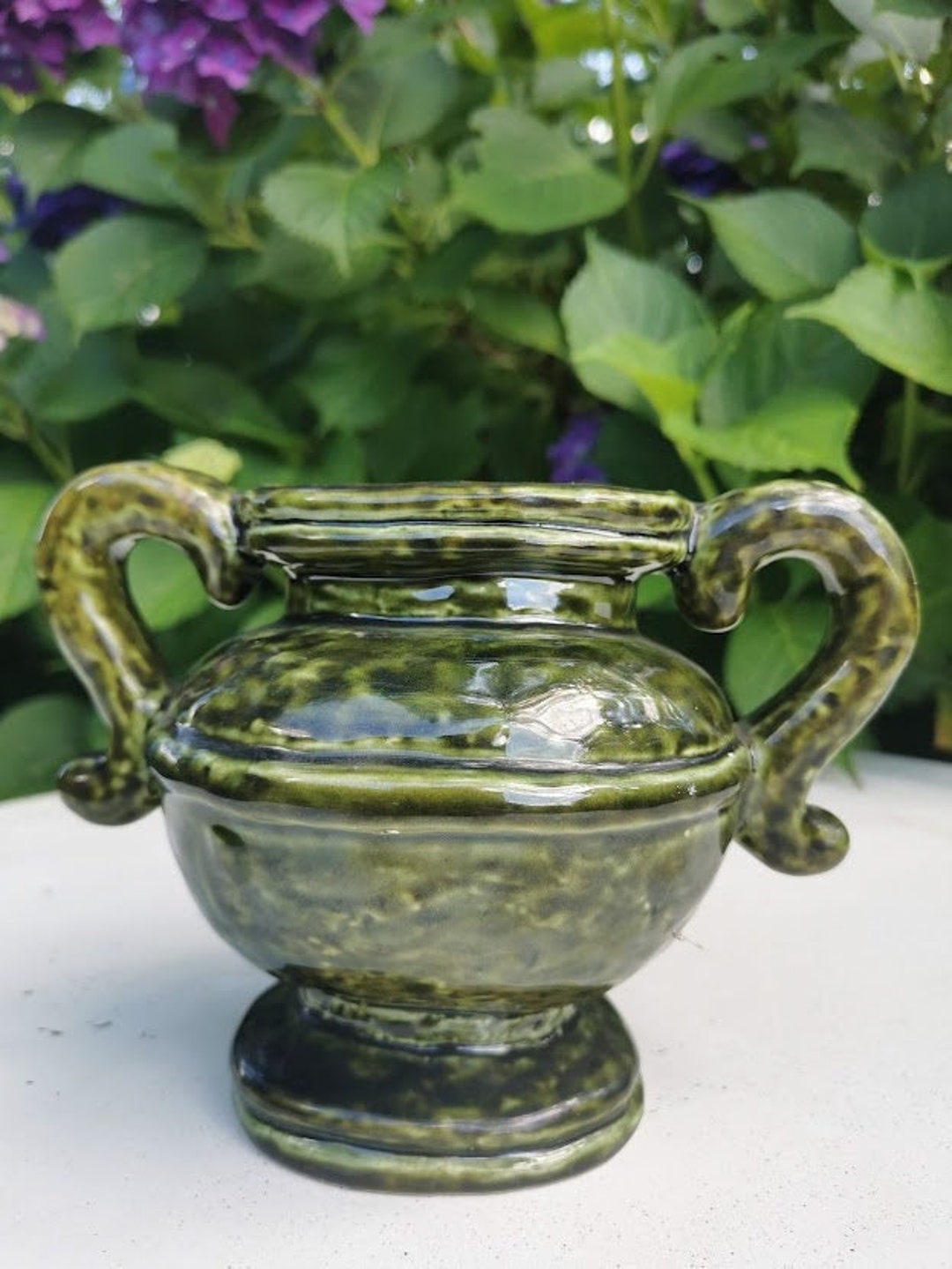 Thun Ceramic Amphora Vase From the 70s, in a Beautiful Green Colour ...