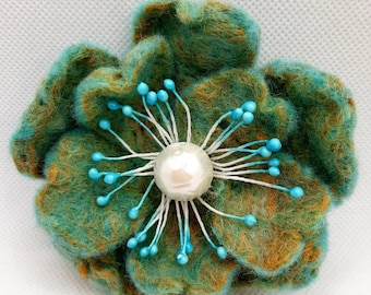 Wool Felt Flower Brooch,hand Felted Brooch, Accessory,jewelry, Gift ...