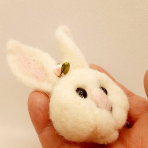 Needle Felted Bunny Brooch White Cute Rabbit Pin Accessory - Etsy