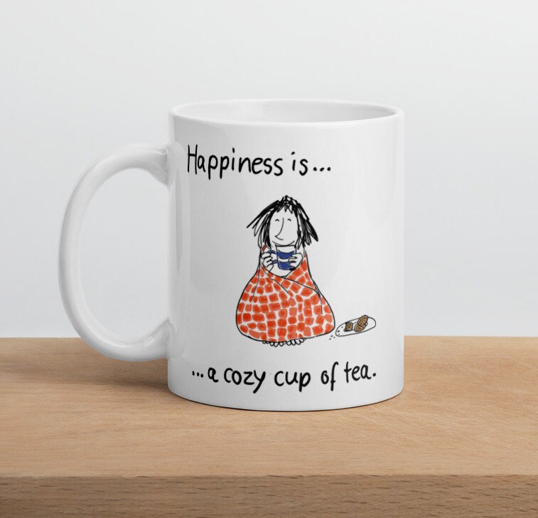 Tea Lover Mug Tea Cup Tea Mug Happiness Is Cozy Cup of - Etsy