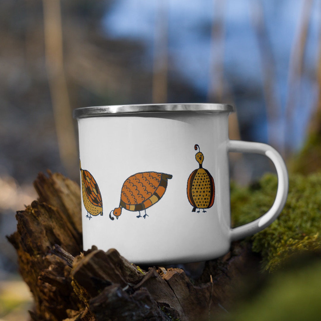 Enamel Mug, Quail Mug, Camping Mug, Camping Gift, Quail, Bird Mug - Etsy